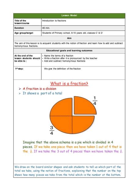 cot lesson plan adding and subtracting similar fractions explicit pdf