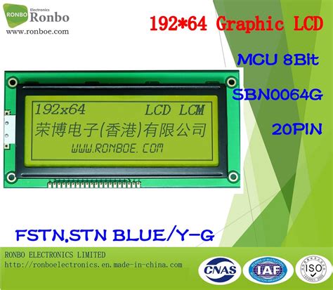 192X64 Graphic LCD Screen MCU 8bit Sbn0064G 20pin COB Stn LCD Display China LCD Module And