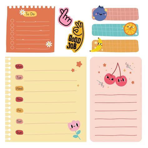 Premium Vector Flat Design Vector Cute Notes Journal Printable