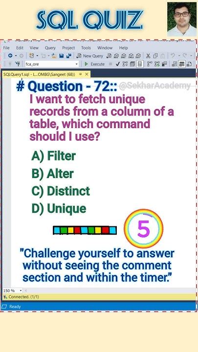 Sql Quiz 72 Sql Sqlinterviewquestions Databasequiz Shorts Shots