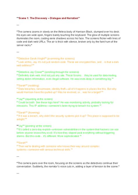 Shadow Code Sec Forensic Science Scene The Discovery Dialogue And Narration The Camera