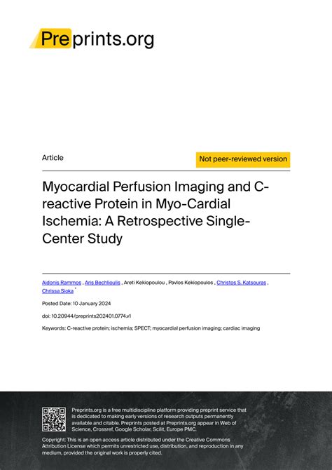 Pdf Myocardial Perfusion Imaging And C Reactive Protein In Myo