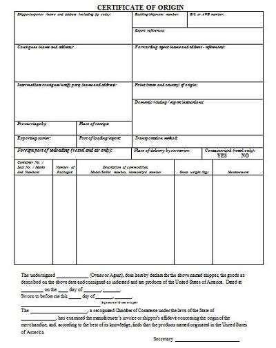 40 Free Certificate Of Origin Templates Word Pdf Basic Certificate Of