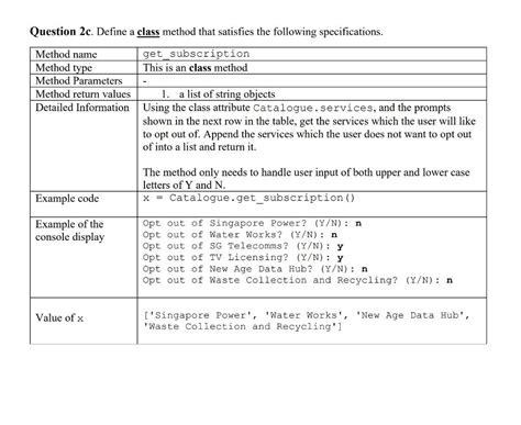 Solved Question A Define A Class That Satisfies The Chegg