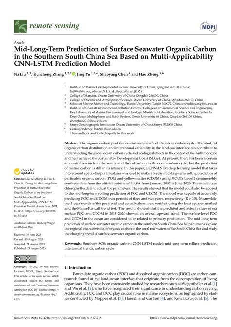 Pdf Mid Long Term Prediction Of Surface Seawater Organic Carbon In