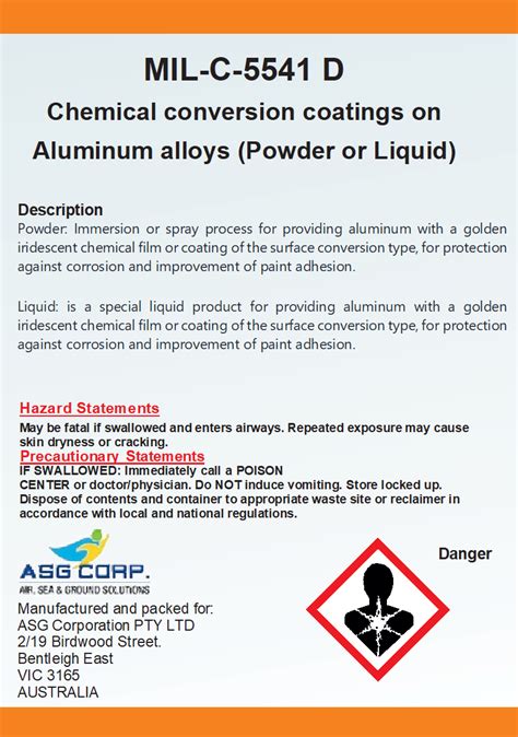Mil C 5541 D Chemical Conversion Coatings On Aluminium Alloys Powder
