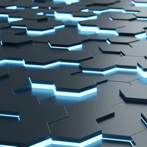 미래와 기술 육각 배경 3d 렌더링 프리미엄 사진