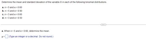 Solved Determine The Mean And Standard Deviation Of The