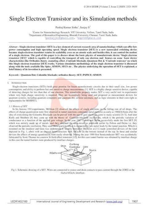 Pdf Single Electron Transistor And Its Simulation Methods