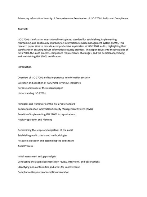 Enhancing Information Security Iso27001 Pdf Audit Information Security