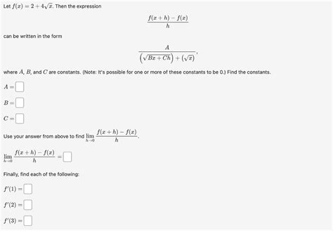 solved let f x 2 4x then the expression hf x h −f x can