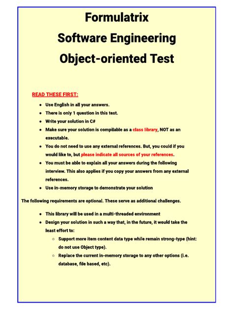 B Object Oriented Test Pdf