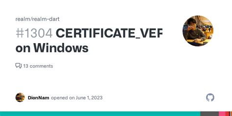 Certificateverifyfailed On Windows · Issue 1304 · Realmrealm Dart