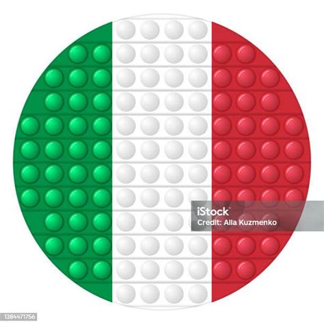 이탈리아의 국기와 유리 빛 공 둥근 구 템플릿 아이콘 이탈리아 국가 상징 광택 사실적 공 3d 벡터 일러스트 트렌디 한 안티 스트레스 게임 팝 간단한 보조개 큰 거품 3차원