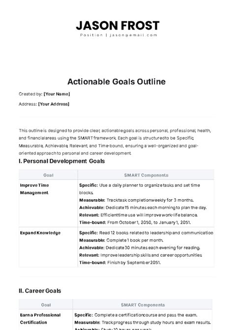 Free Goals Templates To Edit Online
