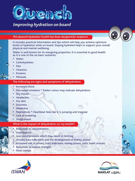 Quench Hydration Toolkit Pdf Dehydration Urine