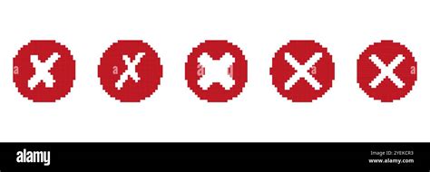 Pixelated Red X Icons Error Or Cancel Symbols In Pixel Art Style Isolated Vector Illustration