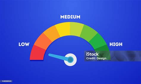화살표 포인트 스케일 속도 낮은 상태 녹색 속도계 아이콘 성능 포인터 등급 위험 수준 미터 파란색 배경의 회전 속도계 0명에 대한 스톡 벡터 아트 및 기타 이미지 Istock
