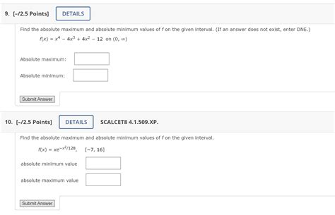 Solved Find The Absolute Maximum And Absolute Minimum Values Chegg