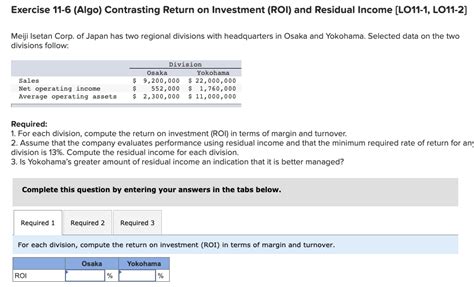 solved exercise 11 6 algo contrasting return on investment