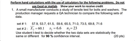 Solved Perform Hand Calculations With The Use Of Calculators Chegg