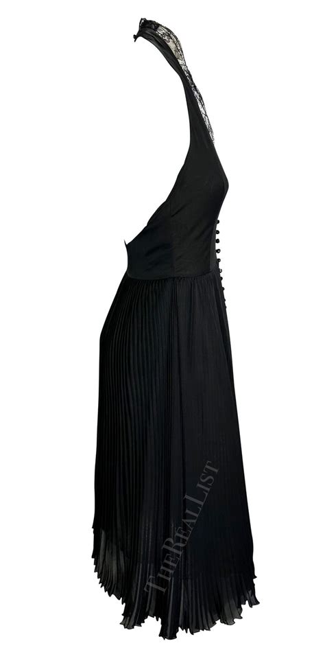 F W 2000 Gianni Versace By Donatella Runway Sheer Black Lace Halter