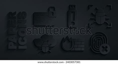 Set Firewall Security Wall System Bug Stock Vector Royalty Free