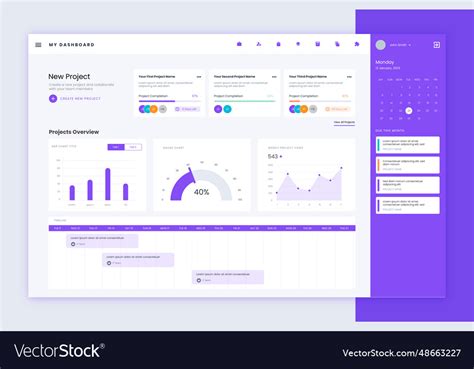 Dashboard Ui Design Template Stock Royalty Free Vector Image