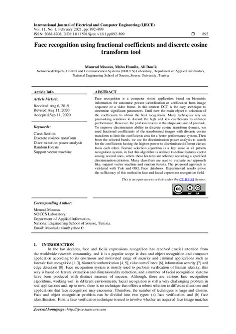 Pdf Face Recognition Using Fractional Coefficients And Discrete
