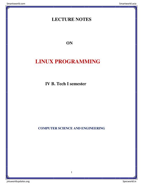lp lecture notes 1 linux programming 1 lecture notes on linux