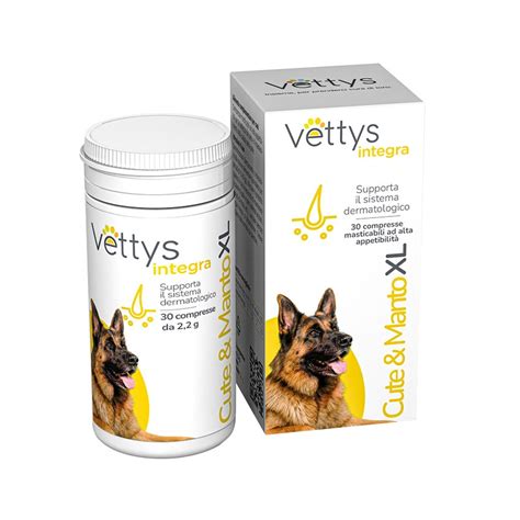Vettys Integra Cute And Manto Xl Cane 30 Compresse Per La Salute Del Pelo