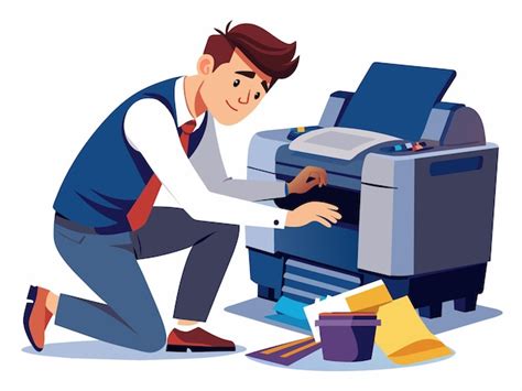 Premium Photo A Professional Guy Repairing A Malfunctioning Printer
