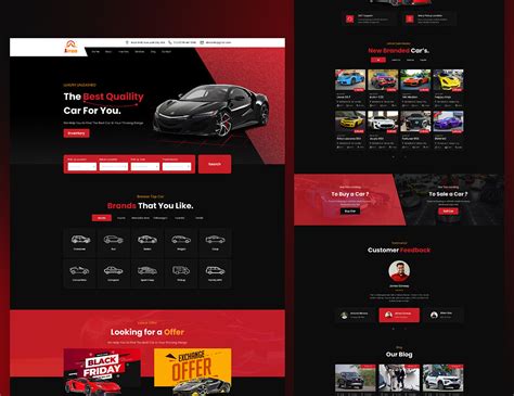 car selling website landing page design on behance