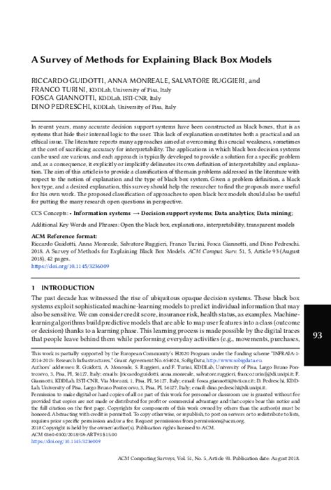 Pdf A Survey Of Methods For Explaining Black Box Models