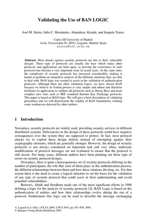 Pdf Validating The Use Of Ban Logic