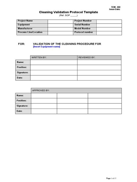 Tem 260 Cleaning Validation Protocol Template Sample Pdf Chemistry Nature