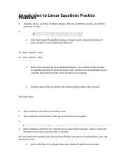Intro To Linear Equations Practice Problems Docx Introduction To Linear Equations Practice