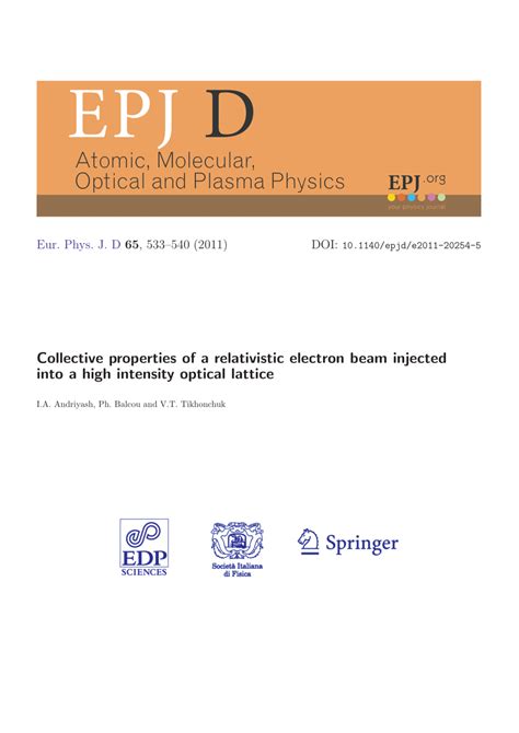 Pdf Collective Properties Of A Relativistic Electron Beam Injected Into A High Intensity