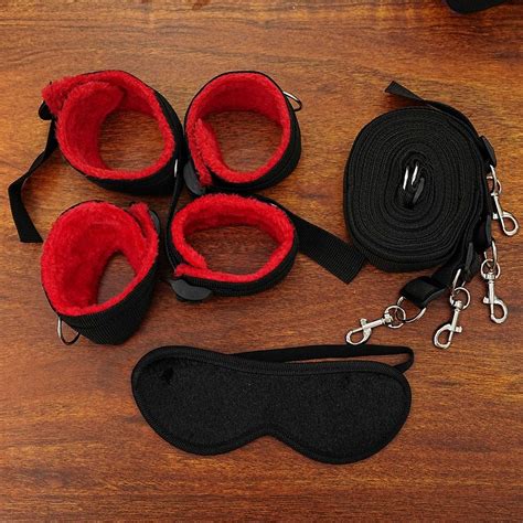 Bed Restraint Kit Handcuffs Ankle Cuffs Blindfold Bondage Set Couples