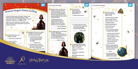 Free 👉 Harry Potter Snape Potions Ratio And Proportion Maths