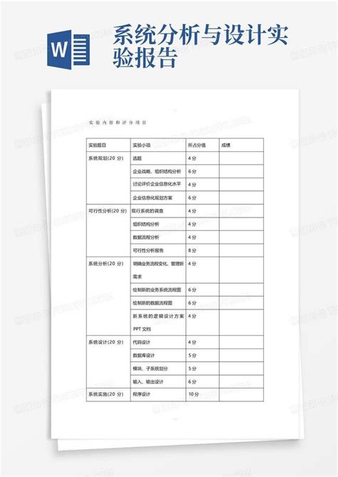 管理信息系统分析与设计实验报告格式 拟 word模板下载 编号lwmoejzd 熊猫办公