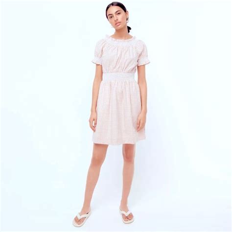 J Crew Dresses Jcrew Smocked Gingham Dress M Poshmark