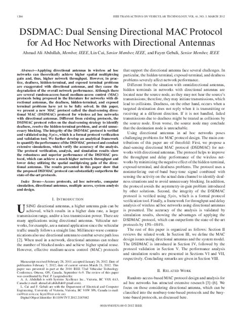 Pdf Dsdmac Dual Sensing Directional Mac Protocol For Ad Hoc Networks