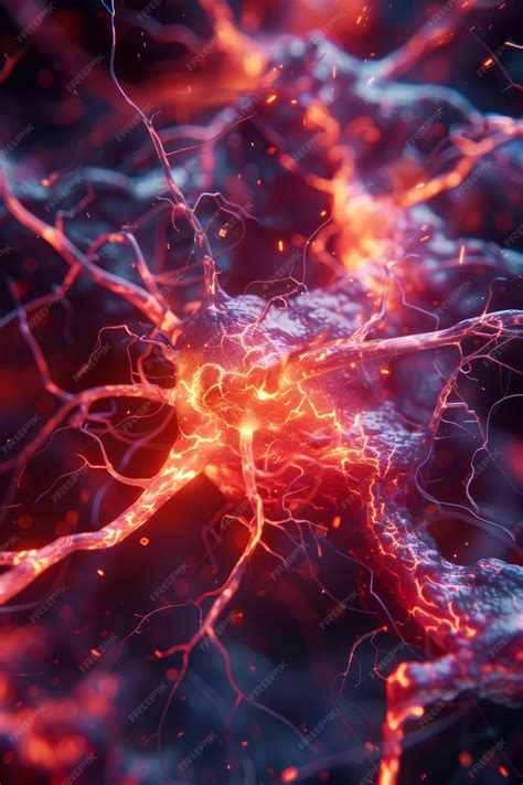 Vibrant Synaptic Activity In The Brain Abstract Neural Network Concept With Electric Impulses