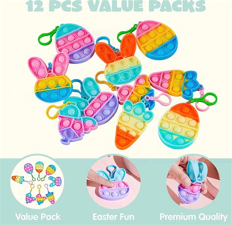 Best 12pcs Easter Push Bubble Keychain
