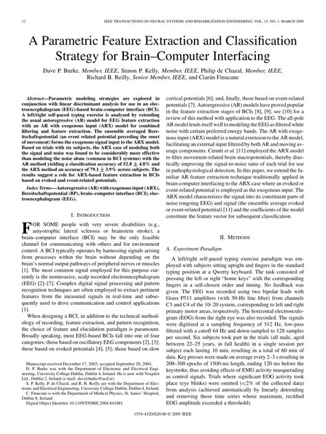 Pdf A Parametric Feature Extraction And Classification Strategy For Braincomputer Interfacing