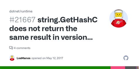 Stringgethashcode Does Not Return The Same Result In Version 11 · Issue 21667 · Dotnet