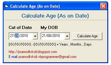Calculate Age As On Date SourceCodester