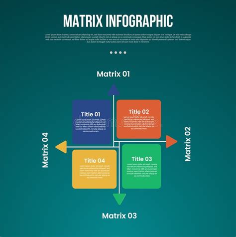 Matrix Structure Dimensions Template Infographic With Round Shape And Arrow Line All Direction