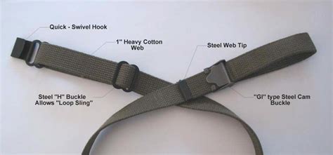 1” Wide M14m1 Garand Style Od Cotton Loop Sling X 48” Long Tech Sights